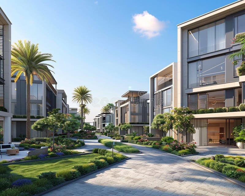 3D Building Rendering Apartment Complex Stock Image - Image of real ...