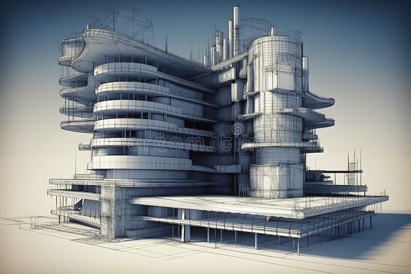 3D Buildings Emerging Form Architectural Drawings, Stock Illustration ...