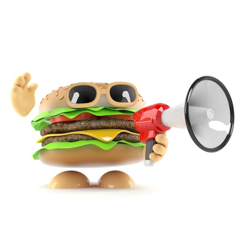 3d Burger megaphone stock illustration. Illustration of delicious ...