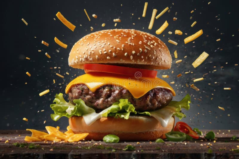 Hyper-Realistic Gourmet Cheeseburger Stock Photo - Image of gourmet ...