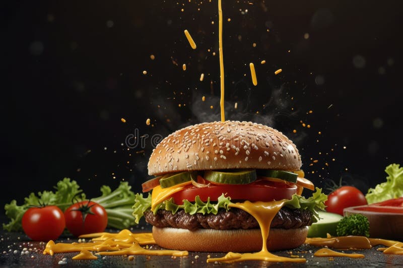 3D Burger with Realistic Textures, Featuring a Beef Patty and Crisp ...