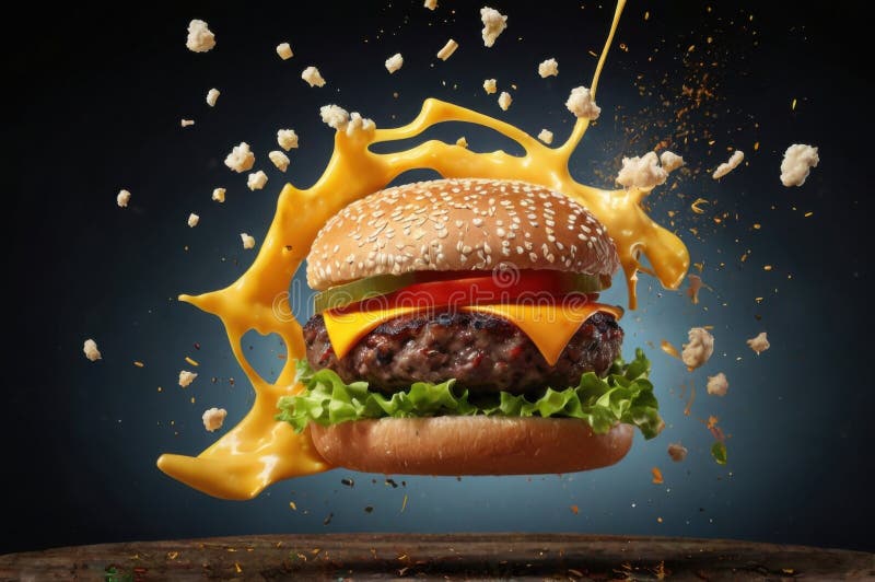 3D Burger with Realistic Textures, Featuring a Beef Patty and Crisp ...