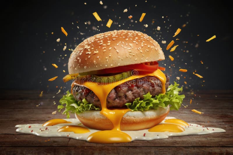 3D Burger with Realistic Textures, Featuring a Beef Patty and Crisp ...