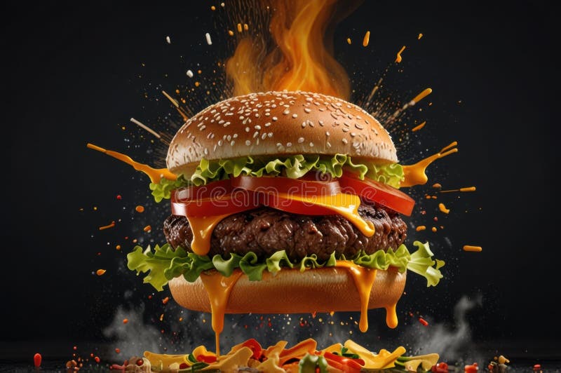 3D Burger with Realistic Textures, Featuring a Beef Patty and Crisp ...