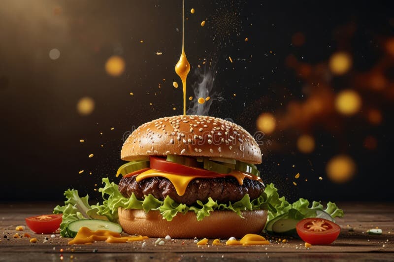 3D Burger with Realistic Textures, Featuring a Beef Patty and Crisp ...