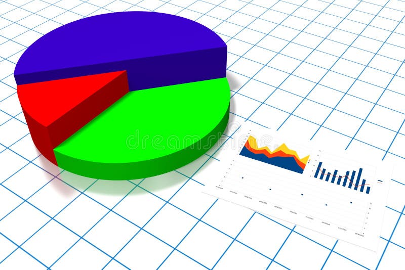 3D Business Charts, Grid in Background Stock Illustration ...