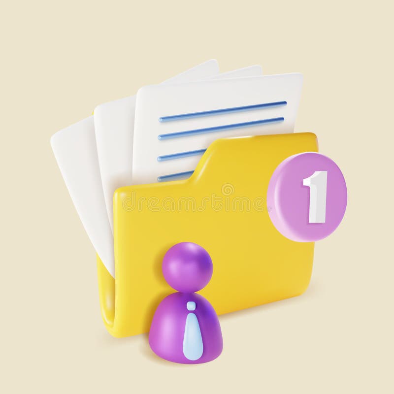 3d Business Folder Document File Plasticine Cartoon Style. Vector Stock ...