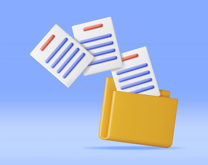 3D Business Folder Full of Papers Stock Vector - Illustration of paper ...