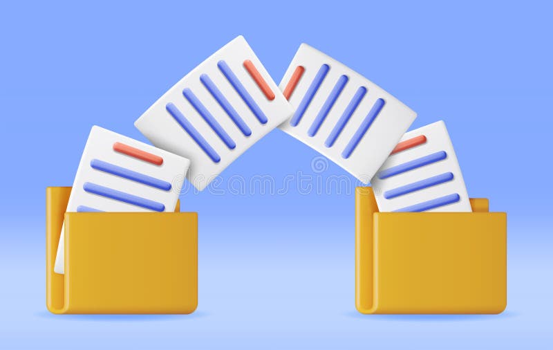 3D Business Folder Full of Papers Stock Vector - Illustration of share ...