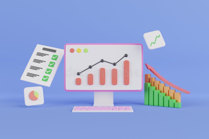 3D Business Graph with Arrow. Business Success Stock Illustration ...