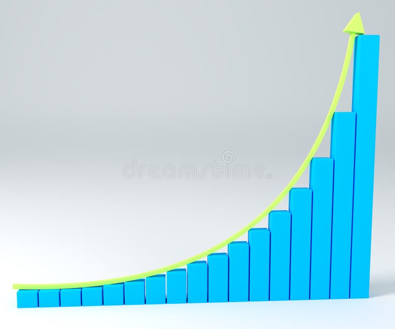 3D Business Graph with Arrow Up Stock Illustration - Illustration of ...