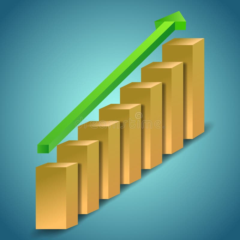 3d Business Graph with Arrow Vector Stock Vector - Illustration of ...