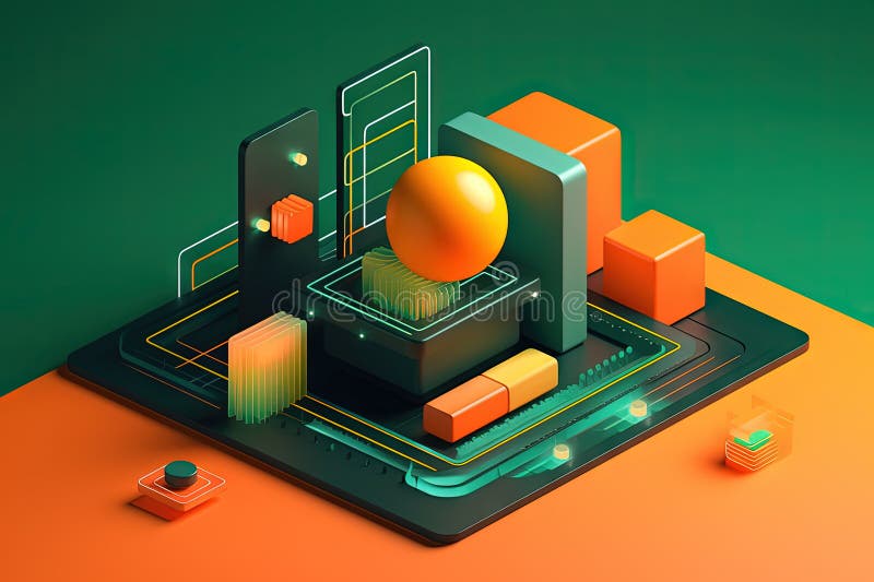 3D Business Graph with Organized Bars and Information Blocks. Abstract ...
