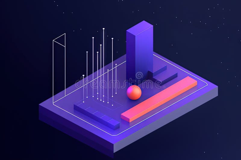 3D Business Graph with Organized Bars and Information Blocks. Abstract ...