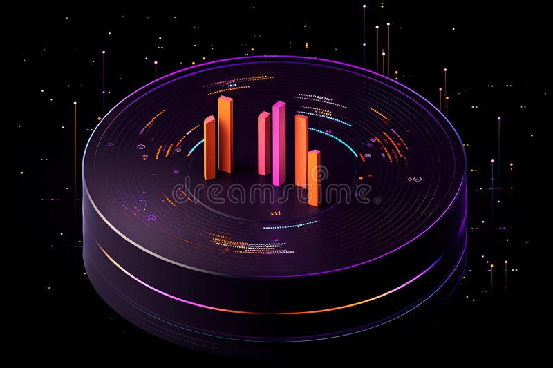 3D Business Graph with Organized Bars and Information Blocks. Abstract ...