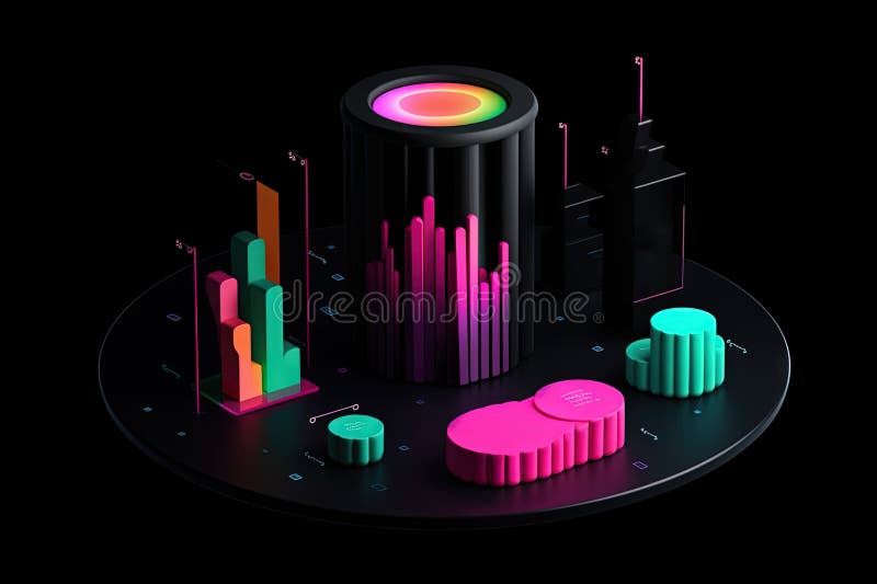 3D Business Graph with Organized Bars and Information Blocks. Abstract ...