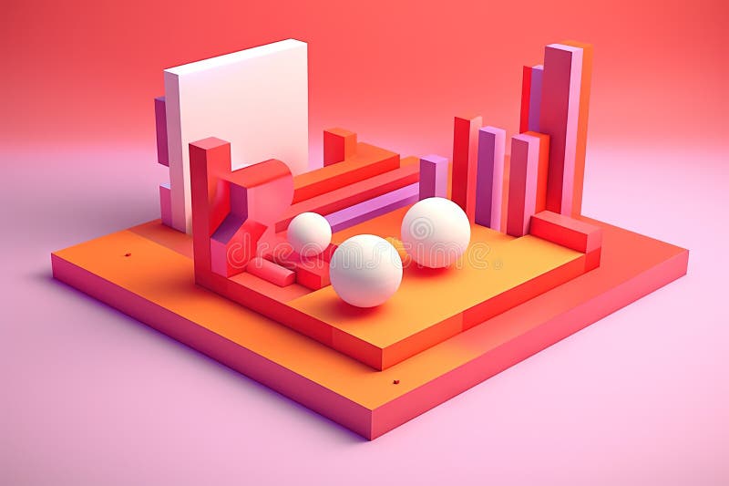 3D Business Graph with Organized Bars and Information Blocks. Abstract ...