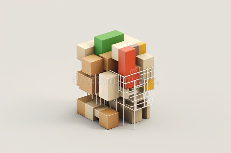 3D Business Graph with Organized Bars and Information Blocks. Abstract ...