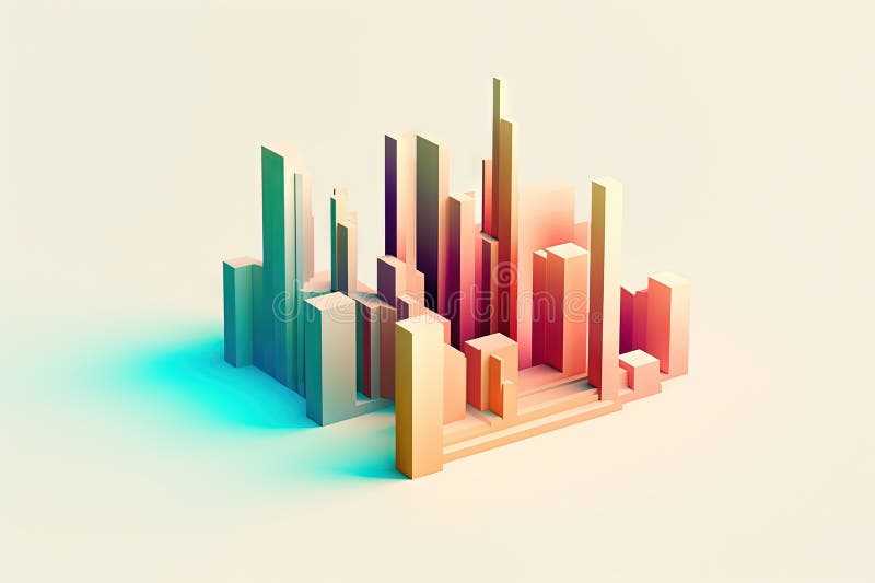 3D Business Graph with Organized Bars and Information Blocks. Abstract ...