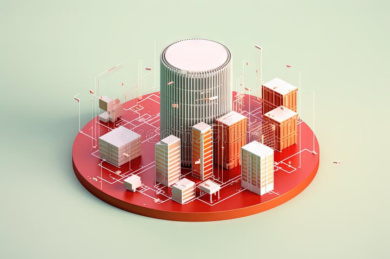 3D Business Graph with Organized Bars and Information Blocks. Abstract ...