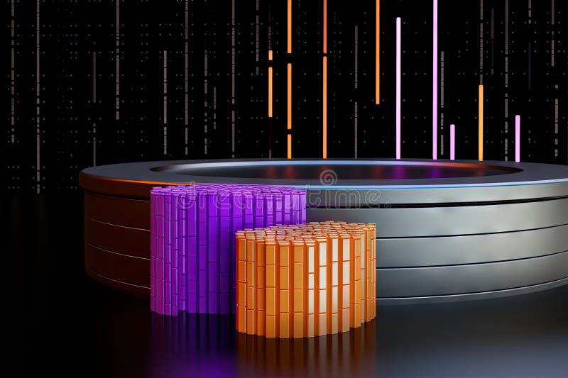 3D Business Graph with Organized Bars and Information Blocks. Abstract ...