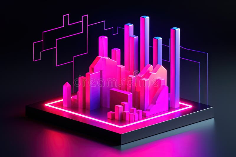 3D Business Graph with Organized Bars and Information Blocks. Abstract ...