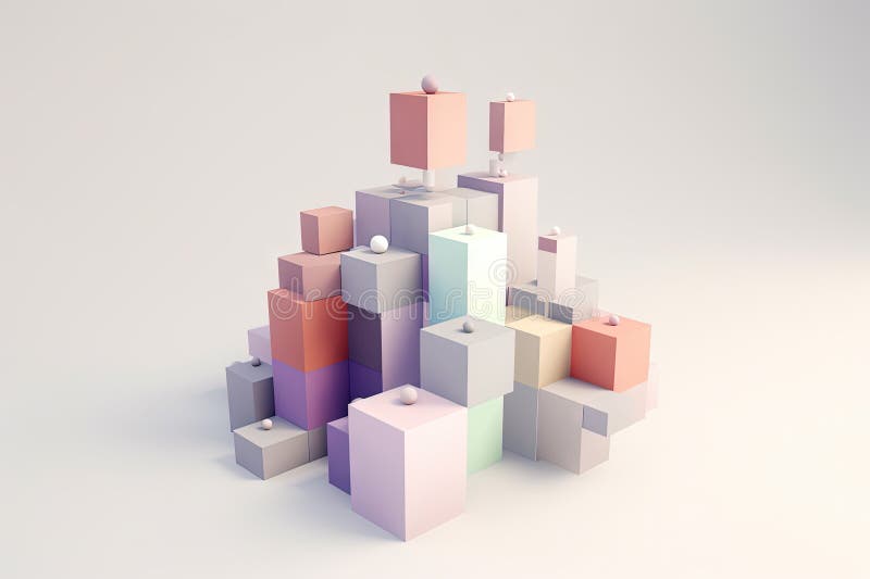 3D Business Graph with Organized Bars and Information Blocks. Abstract ...