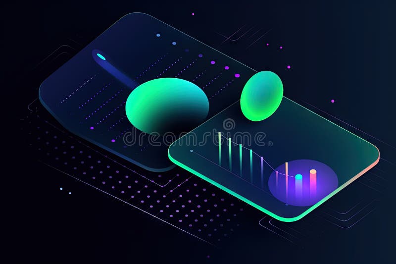 3D Business Graph with Organized Bars and Information Blocks. Abstract ...