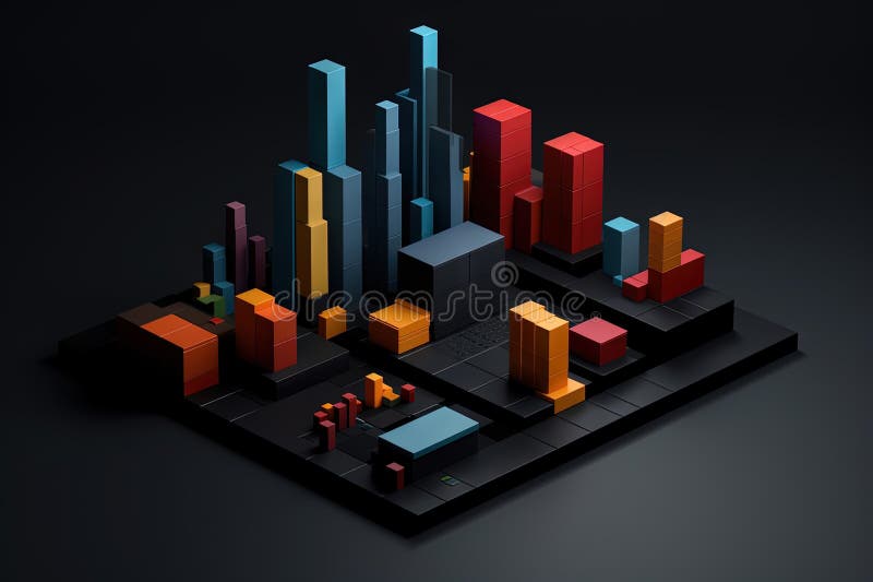 3D Business Graph with Organized Bars and Information Blocks. Abstract ...