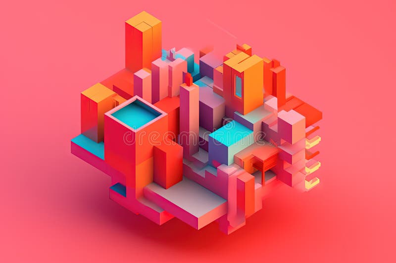 3D Business Graph with Organized Bars and Information Blocks. Abstract ...