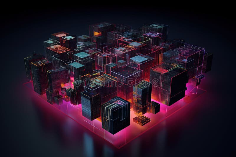 3D Business Graph with Organized Bars and Information Blocks. Abstract ...