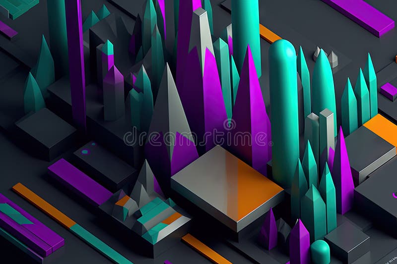 3D Business Graph with Organized Bars and Information Blocks. Abstract ...