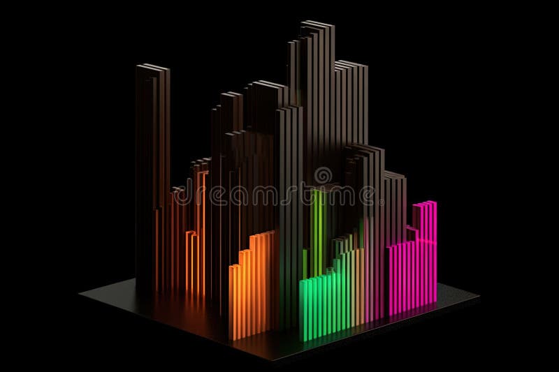 3D Business Graph with Organized Bars and Information Blocks. Abstract ...