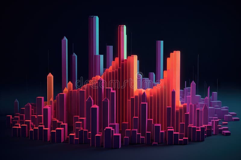 3D Business Graph with Organized Bars and Information Blocks. Abstract ...