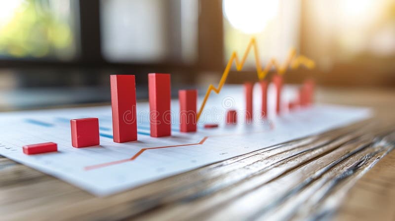3D Business Growth Chart with Rising Columns and Trend Line Stock ...