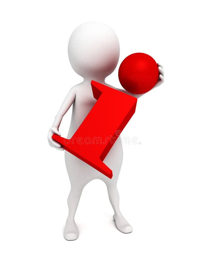 3d Business Man Holding Red Information Icon Stock Illustration ...
