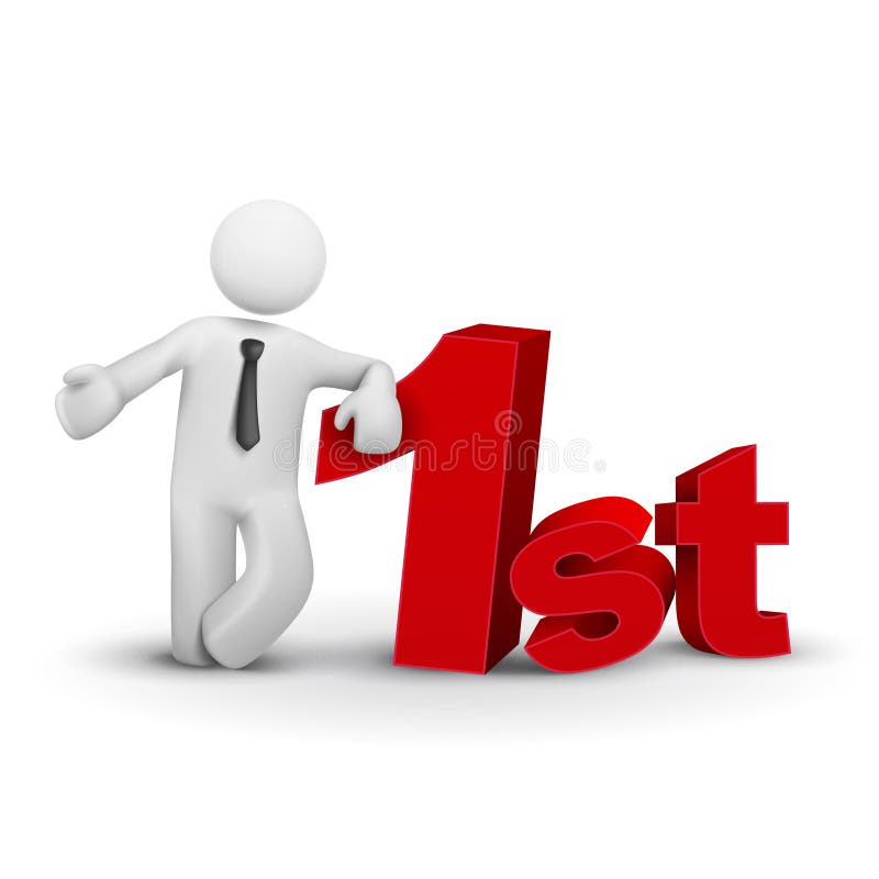 3d Business Man Presenting Concept of 1st Stock Vector - Illustration ...