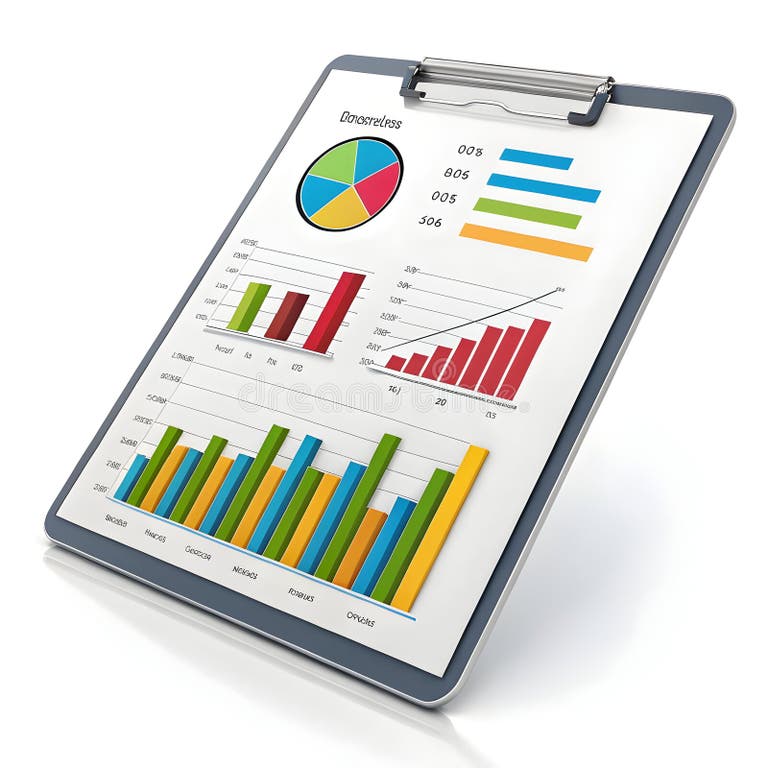 3D Business Management Graph Report Concept Icon Stock Illustration ...