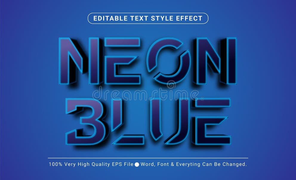 3D Business Neon Blue Text Style Effect, Editable Text Effect Stock ...