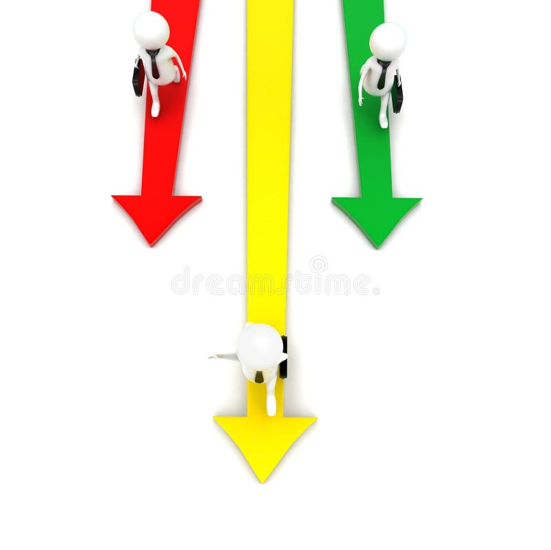 3d Business People Running on Arrows while One Succeeding Others Which ...
