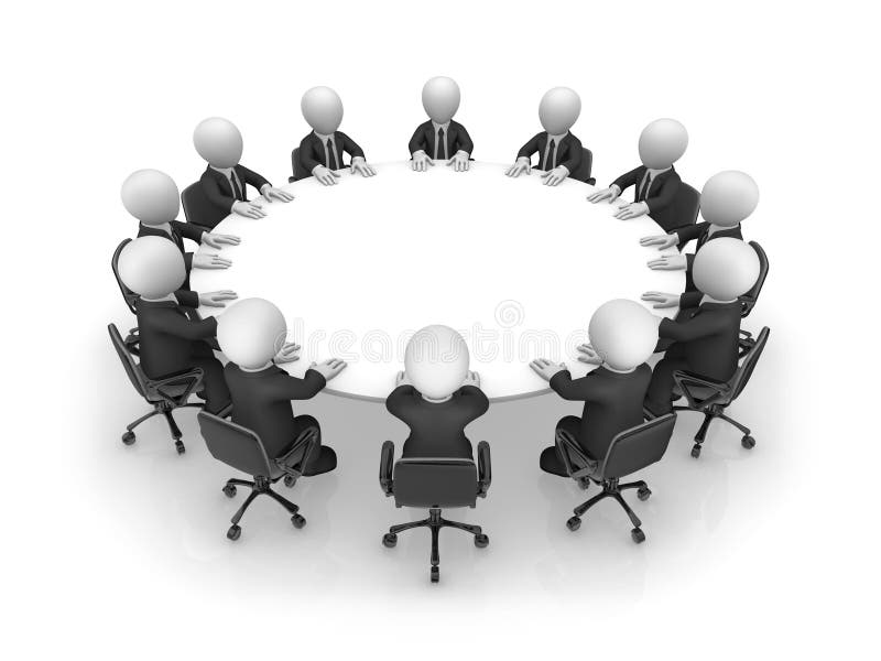 3d Business People Sit at a Round Table. Support Team Stock ...