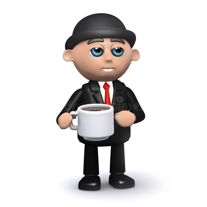 3d Businessman Drinks a Cup of Coffee Stock Illustration - Illustration ...