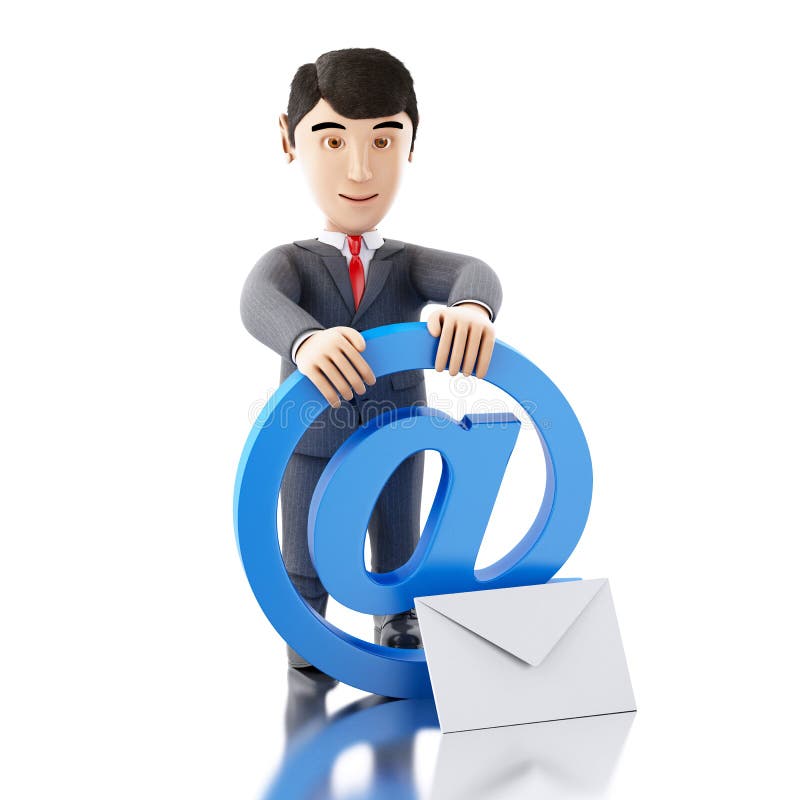 3d Businessman with an Email Symbol. Stock Illustration - Illustration ...