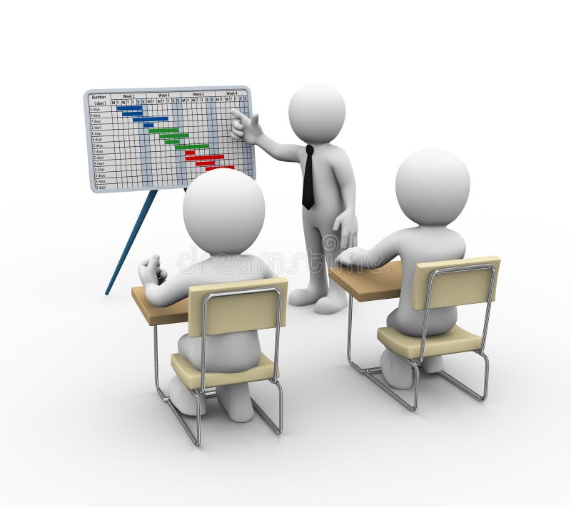 3d Man and Project Gantt Chart Stock Illustration - Illustration of ...