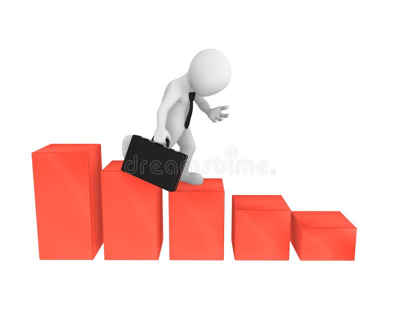 3d Businessman Going Down.. Stock Illustration - Illustration of person ...