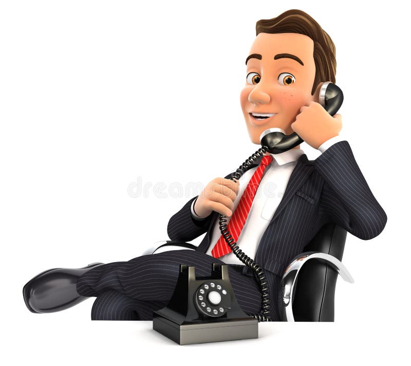 3d Businessman Making a Phone Call Stock Illustration - Illustration of ...