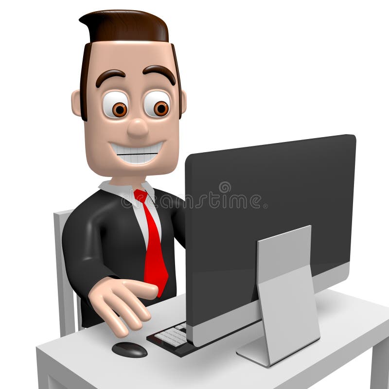 3D man working on computer stock illustration. Illustration of support ...