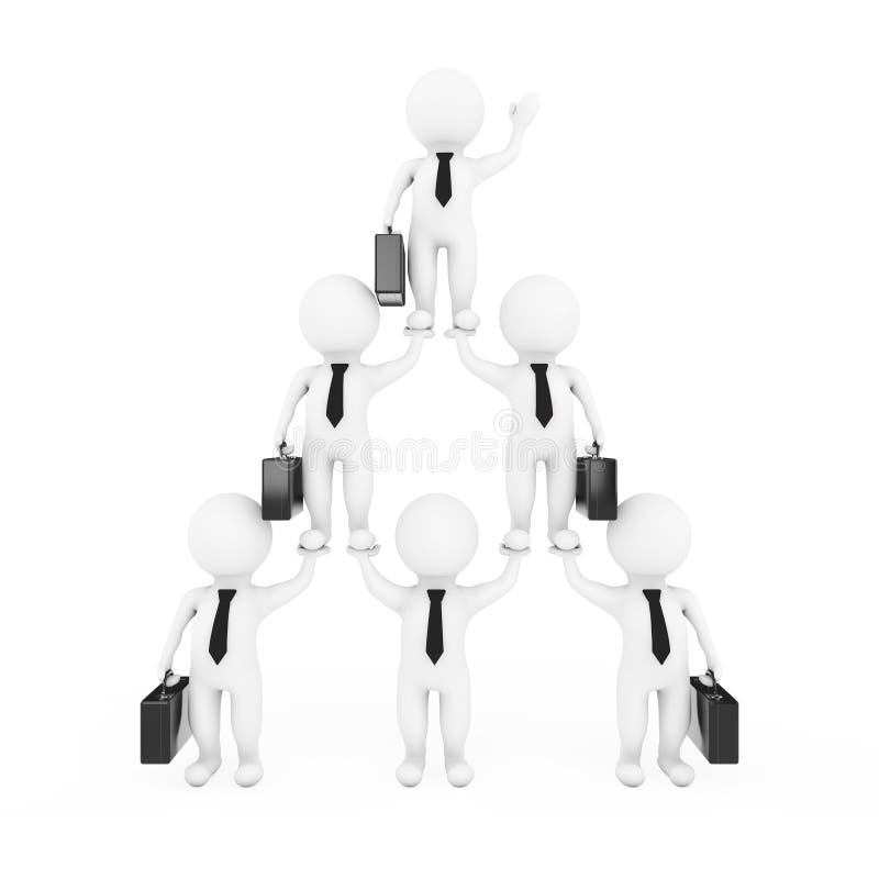 3d Businessmans Team Character Pyramid Shows Hierarchy and Teamwork. 3d ...