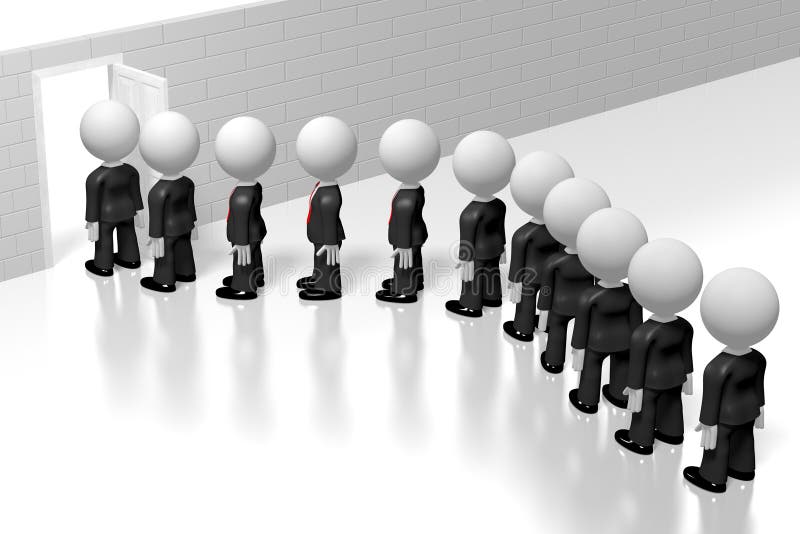 3D Businessmen Standing in Queue Stock Illustration - Illustration of ...