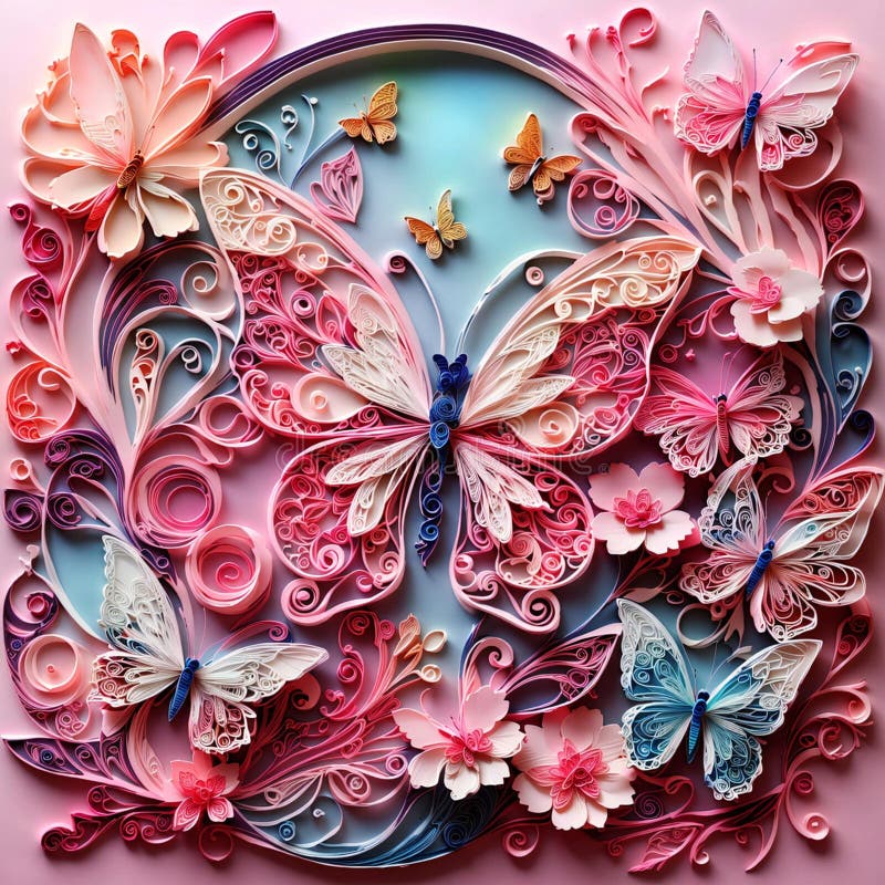 3d Butterflies Layered Forms Paper Patterns Stock Illustration ...